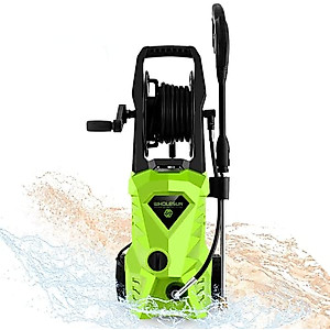 WHOLESUN WS 3000 Electric Pressure Washer, 1.58GPM 1600W High Power Washer Machine with Spray Gun & 4 Nozzles for Cars, Homes, Driveways, Patios(Green)