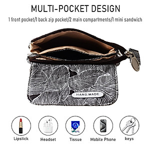 WITERY Small Canvas Cell Phone Purse Wallet- Handmade Cute Leaf Pattern Cross Body Phone Pouch with Shoulder Strap for Women Teen Girls