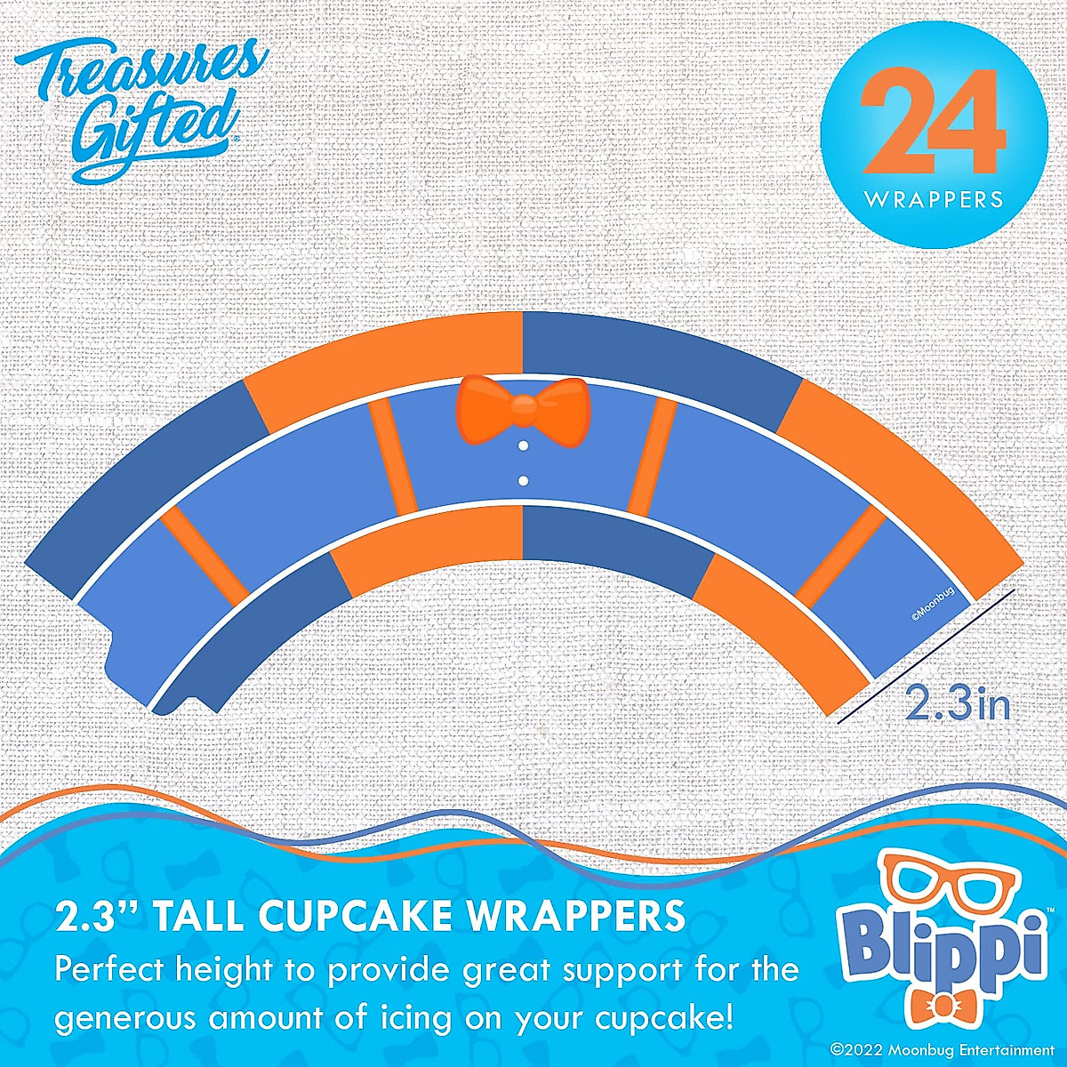 Treasures Gifted Officially Licensed Blippi Cupcake Toppers & Wrappers 24ct - Blippi Cupcake Topper - Blippi Cake Decorations - Blippi Birthday Party Supplies - Blippi Cake Toppers