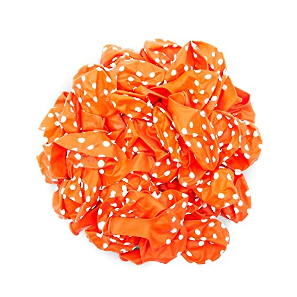 50-Pack 12-Inch Orange Latex Polka Dot Balloons for Birthday Party Decorations Supplies with 1 Gold 2.5x2.5x5-Inch Balloon Weight and 1 Roll of 10mm Wide White String