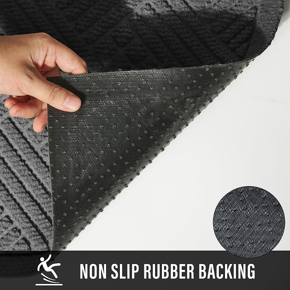 HIYARD Sturdy Front Door Mat, Absorbent Non Slip Welcome Door Mat Indoor Outdoor, Dirt Trapper Doormat, Stain and Fade Resistant, Low Profile Entry Mat for Entryway, 36×24, Grey