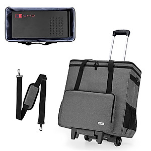 CURMIO PC Carrying Case on Wheels, Desktop Travel Bag with Detachable Trolley for PC Tower, Keyboard and Mouse, Gray (Bag Only, Patented Design)