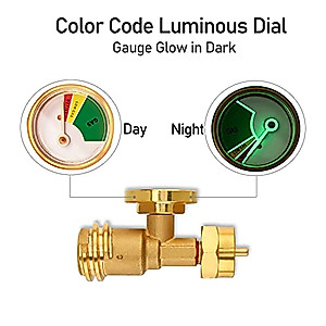 GFORIT Steak Saver Adapter 1lb Propane Tank Adapter with Gauge for Disposable Throwaway Cylinder, Converter Universal 1 Pound/16.4oz Small Bottle for BBQ Grill Propane Tree