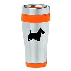 16oz Insulated Stainless Steel Travel Mug Coffee Mug Tumbler Scottie Scottish Terrier (Orange)