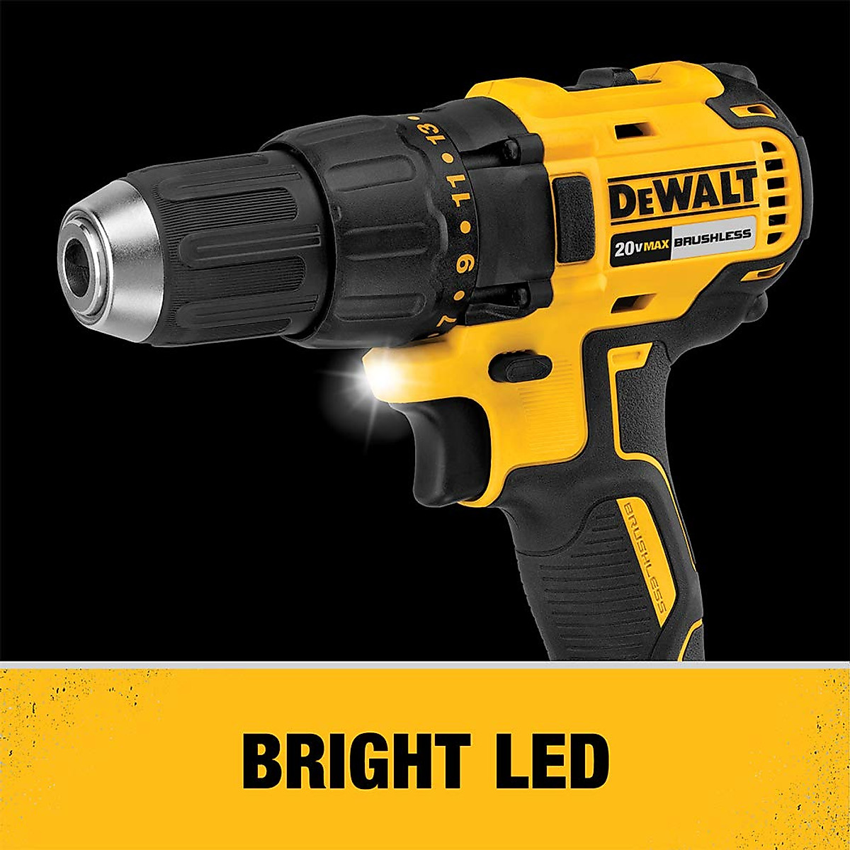DEWALT 20V MAX* Cordless Drill / Driver Kit, Compact, Brushless (DCD777C2)