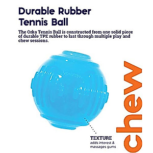 Petstages Orka Tennis Ball Treat-Dispensing Dog Chew Toy, Blue