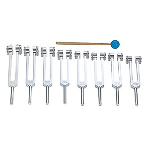 Chakra Tuning Fork Set for Healing, 7 Chakra and 1 Soul Purpose Weighted Tuning Forks for DNA Healing, Sound Therapy, Yoga, Meditation (126.22 Hz, 136.1 Hz, 141.27 Hz, 172.06 Hz etc)