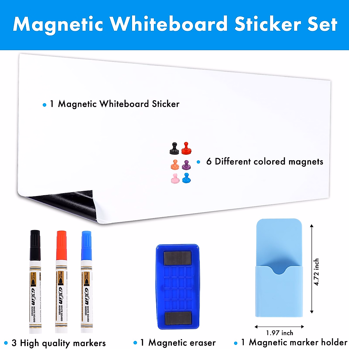 HAMIGAR Magnetic Whiteboard Contact Paper 18" x 39" Dry Erase White Board Sticker for Wall Stick on White Board Peel and Stick Wallpaper Adhesive Poster with Marker, Magnetic Eraser and Magnets