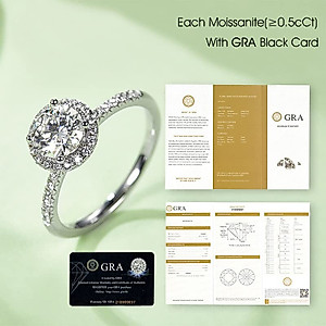 Black Moissanite Rings Bride Jewelry 1Ct VVS1 Moissanite Engagement Rings 925 Sterling Silver Diamond Band Ring Wedding Engagement Women's Ring Christmas Gifts for Her(Size 10)