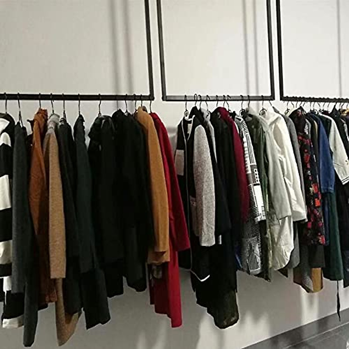Wall-Mounted Heavy-Duty Clothes Rails, Metal Clothing Display Racks, Suspended Commercial Ceiling Hangers, Ceiling-Mounted Hangers/Black / 100cm×100cm