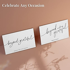 Beyond Grateful Thank You Cards | Bulk Pack of 100 with Kraft Envelopes and Matching Stickers, 4x6 Inch Minimalistic Design | Suitable for Business, Baby Shower, Wedding, Graduation, Bridal Shower, Funeral