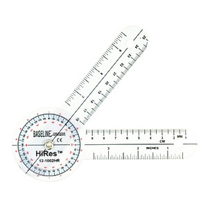 Baseline 360° ISOM High REs Goniometer, 6" ISOM, Measure Body Joint Angles Including Wrist, Elbow, Knee, for Physical Therapists and Healthcare Professionals, Plastic, Wipe Clean, Inches and Cm
