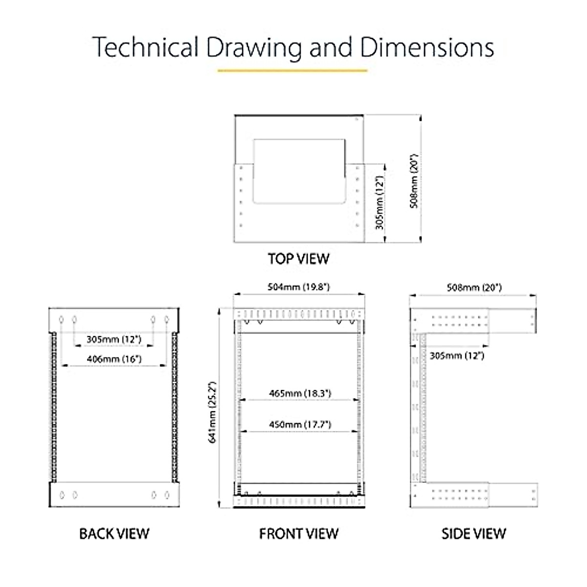StarTech.com 2-Post 12U Heavy-Duty Wall Mount Network Rack, 19" Open Frame Server Rack with Adjustable Depth, Wall Mount Data Rack for IT / AV / Patch Panel / Computer Equipment (RK12WALLOA)