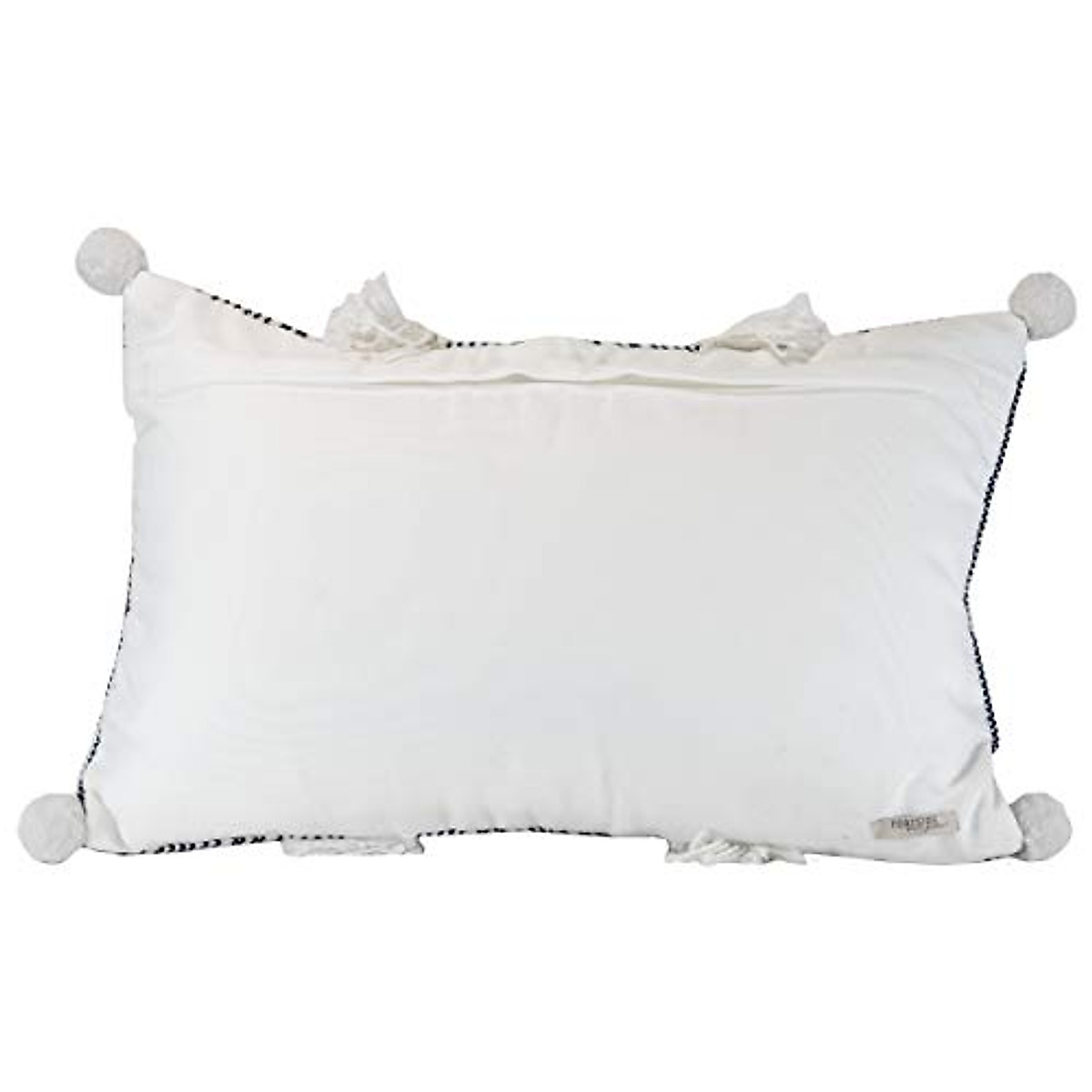 Foreside Home & Garden FIPL09258 Blue Decorative Throw Striped Woven 14x22 Outdoor Pillow w/Hand Tied Tassel Poms