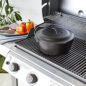 Lodge 7 Quart Pre-Seasoned Cast Iron Dutch Oven with Lid - Wire Bail Handle for Easy Transfer from Cooking Surface to Table - Use in the Oven, on the Stove, on the Grill or over the Campfire - Black