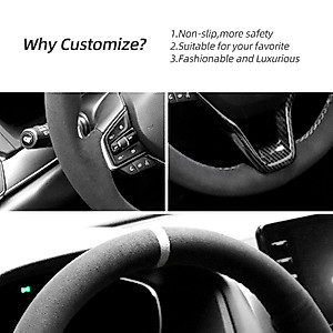 Alfanxi Hand Stitch Alcantara Steering Wheel Cover Compatible with Honda Accord Hybrid Insight 2018-2023 (White Stripe)