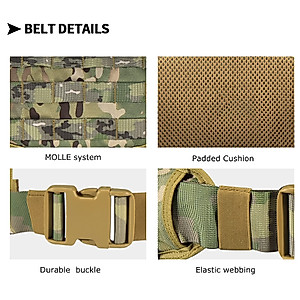 5 in 1 Tactical Duty Padded Belts for Law Enforcement Modular Heavy Equipment Police Duty Utility Belt with Pouches (CP)