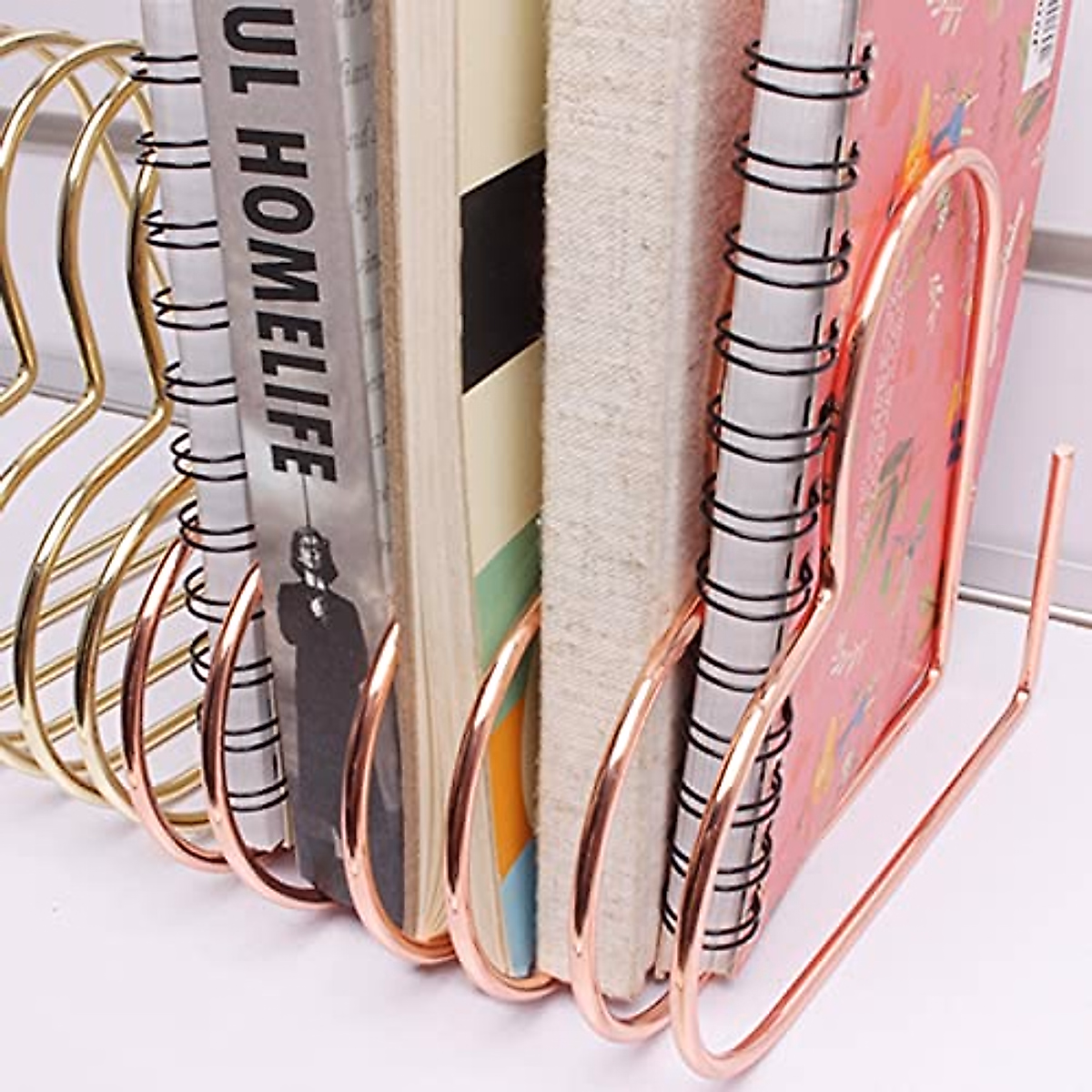 PRVDV Adjustable Bookends Retractable Desk Bookend Magazine Holder Office File Organizer Metal Book Holder Stand for Office Room Coutertop Bookshelf Books (Color : Gold)