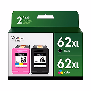 62XL Ink Cartridge Combo Pack Replacement for HP Ink 62 XL Cartridges Compatible with Envy 5540 5660 7640 OfficeJet Mobile 200 250 OfficeJet 5740 8040 Printers (2 Pack: 1 Black, 1 Tri-Color)