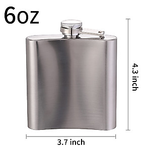 10 pcs Hip Flask for Liquor silvery 6oz Stainless Steel Leakproof with 10 pcs Funnel for Gift, Camping, Wedding Party, Groomsmen gifts
