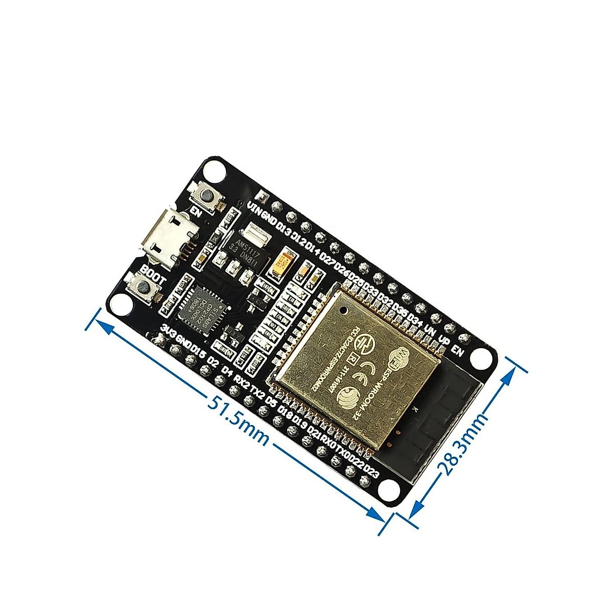 Sonilco ESP32S ESP32 ESP-WROOM-32 Development Board 2.4GHz Dual-Core CPU with Low Power Consumption MCU ESP-32 Wi-Fi Microcontroller for Arduino 30Pin (1 Pack)