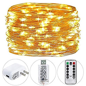 HSicily Fairy Lights Plug in, 33ft 100 LED Fairy Lights for Bedroom, Twinkle Lights with Remote Timer 8 Modes String Lights for Christmas Thanksgiving Patio Wedding Party Indoor Outdoor Decor