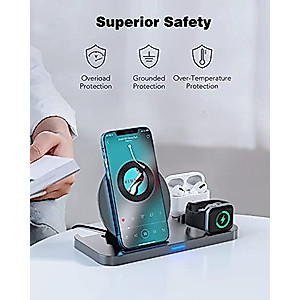 Wireless Charging Station for Apple Products, 3 in 1 Wireless Charger Charging Stand Compatible with Apple Watch and Airpods Pro, 2, Fast Charging Dock for iPhone 12 pro, 11, Xs max, Xr, X, 8