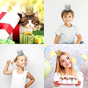 Qishare Baby Photo Prop Crown Elastic Headbands, 2Pcs Princess Tiara Crown Birthday Hat for Baby Boy Girl, Party Hat for Women (Gold+Silver)