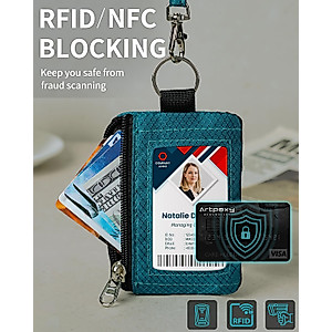 Artpaxy Minimalist Wallet For Mens Womens, Keychain RFID Blocking Zipper Small Wallet with ID Window 2 Lanyards,Water Resistant Travel Cash Card Coin Case Boys Girls