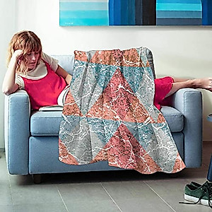 Christmas Blanket 40x60 Inches Warm Cozy Blanket Soft Flannel Blanket Throws Compatible with Marble Geometric Triangle Red for Living Room Sofa Beding Couch Travel Camping All Seasons