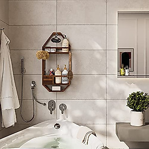 TeakCraft Teak Shower Caddy, Shower Organizer For Bathroom, Non Slip, Indoor and Outdoor, Hanging Shower Organizer, Showerhead, 3 Shelf, The Thoren