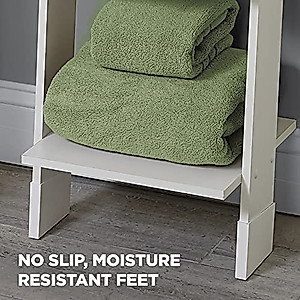 Zenna Home Ladder Style Bathroom Linen Tower, White