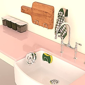 Sunmeyke Waterproof Adhesive Sponge Holder for Kitchen Sink, Never Rust Stainless Steel Silvery(2 Packs), Minimal Size Save Sink Space