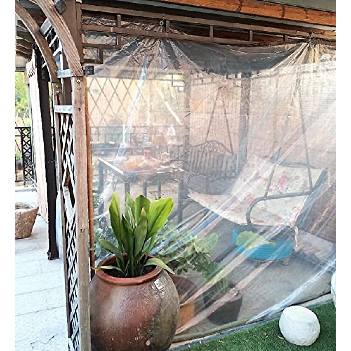 Abrotain Plastic Sofa Couch Cover 8'x11'6" Lawn Patio Furniture Cover , 3-Seater Outdoor Sofa Cover , Prevent Wind Rain and Snow Protector Cover with Rope for Outdoor Indoor Against CAT/Dog Clawing