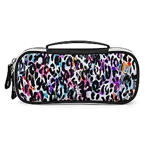 Abstract Leopard Animal Print PU Leather Pencil Pen Case Organizer Travel Makeup Handbag Portable Stationery Bag