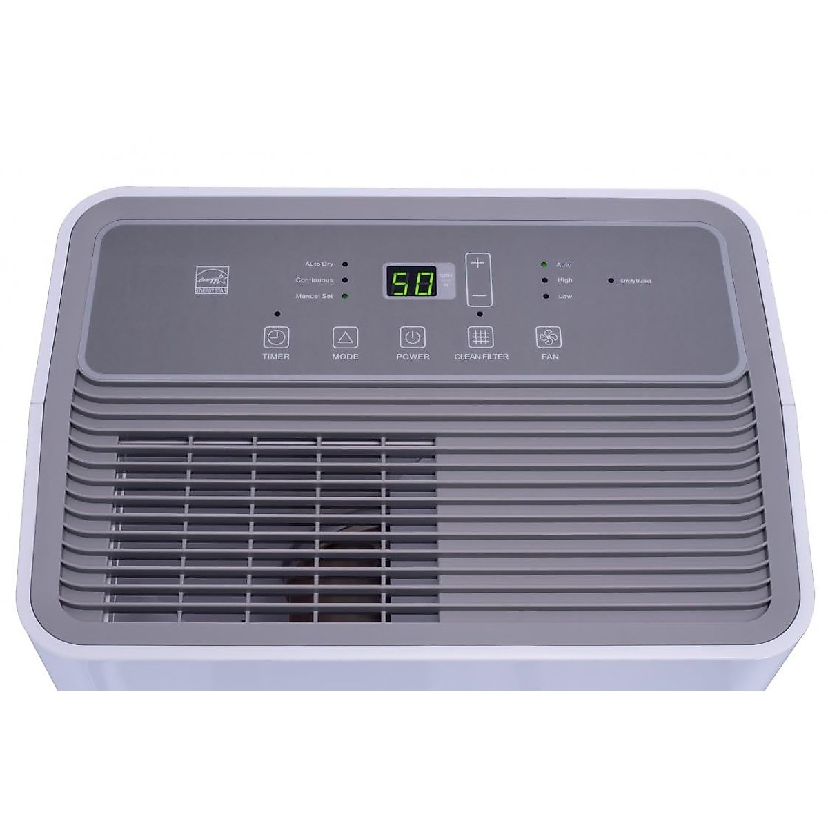 Hisense 50 Pint 3-Speeds Dehumidifier, 3 Modes – Auto, Continuous, Manual, 115v, LED Display, Noise Level 46 dB, 24-hour on/off timer, Up to 4500 sq. ft. - DH7021K1W (Renewed)