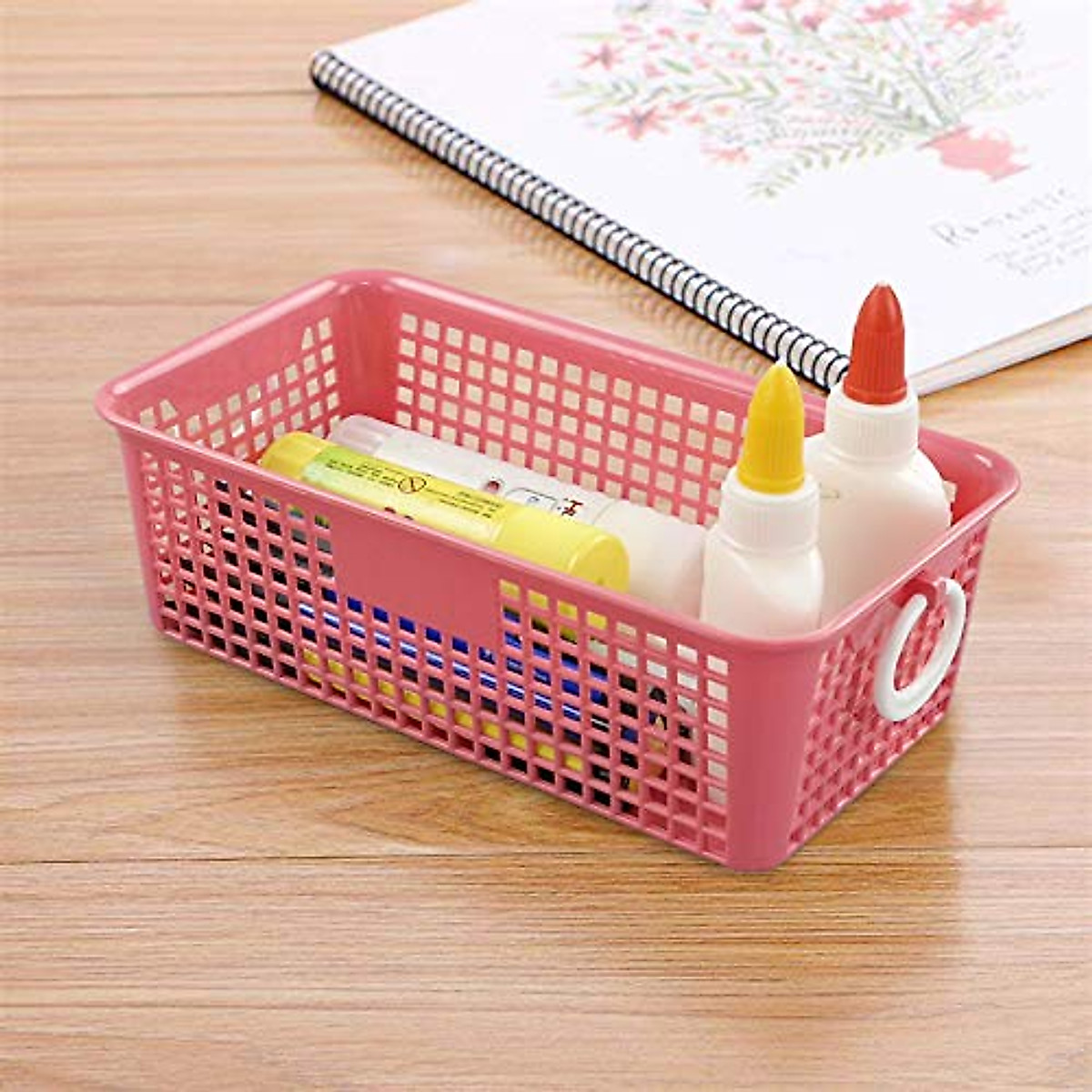 Tstorage Colorful Small Plastic Storage Baskets, Desktop storage basket, 6 Packs