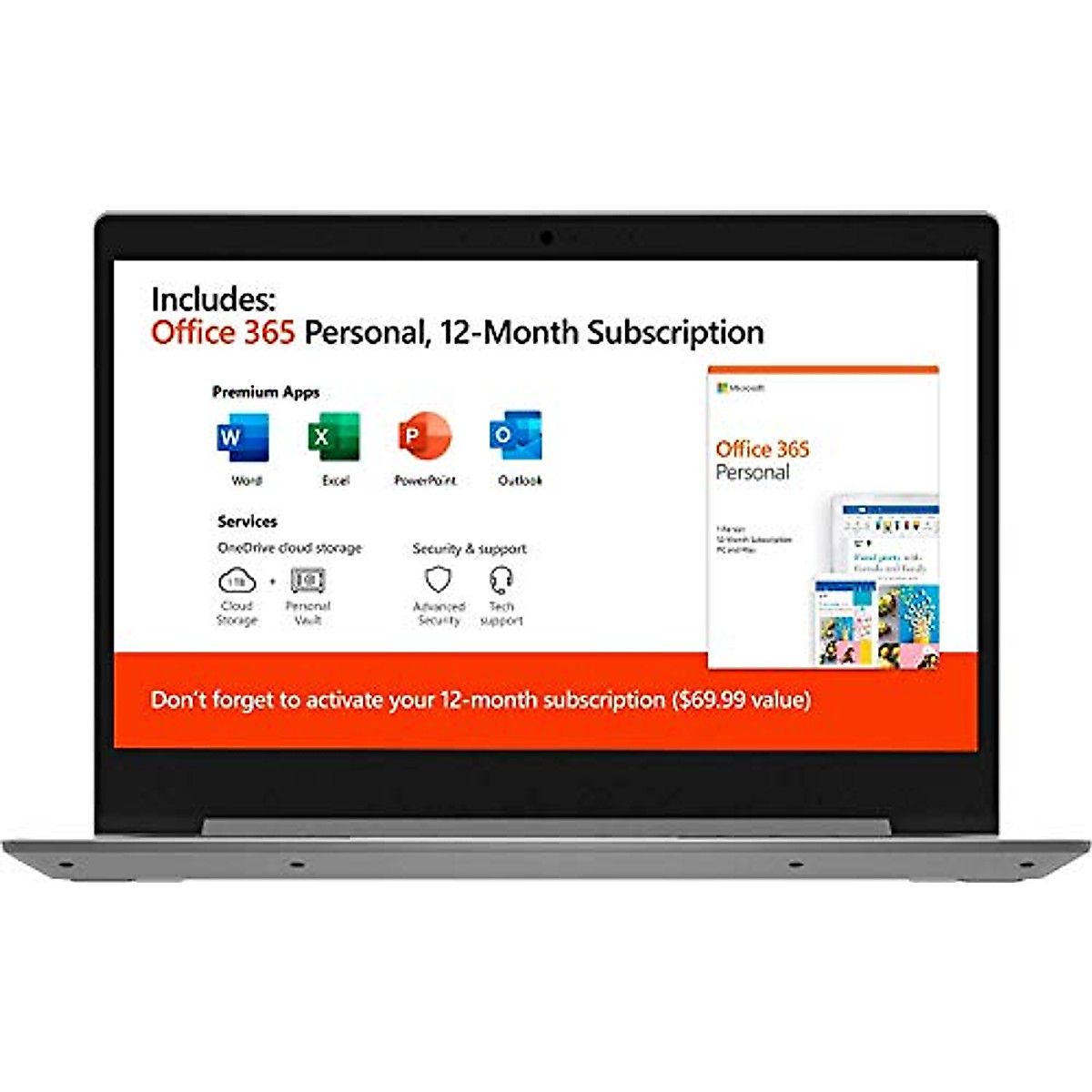 Lenovo Ideapad 1 14" HD Energy-efficient Widescreen LED Backlight Laptop, AMD A6-9220e Upto 2.4GHz, AMD Radeon R4, 4GB RAM, 64GB eMMC SSD, Bluetooth, HDMI, Windows 10, 1 Year Office 365 Personal