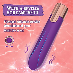 Acvioo Bullet Vibrator with Lipstick Shape for Clitoral Nipple Testis Stimulator, Mini G spot Silicone Massager with 10 Vibration Modes, Waterproof Adult Sex Toy for Women or Couples(Purple)