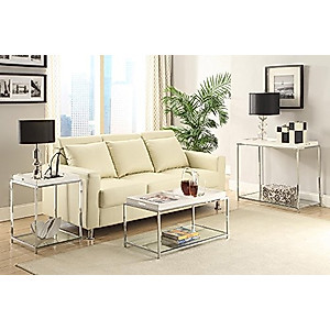 Convenience Concepts Palm Beach Coffee Table with Shelf and Removable Trays, White