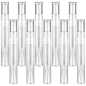 10Pack 5ML Transparent Twist Pens, Empty Nail Oil Pen Brush Cosmetic Lip Gloss Container Applicators