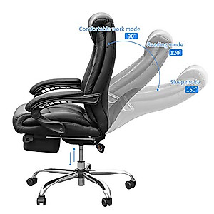 Duramont Reclining Leather Office Chair - High Back Executive Chair - Thick Seat Cushion - Ergonomic Adjustable Seat Height and Back Recline - Desk and Task Chair