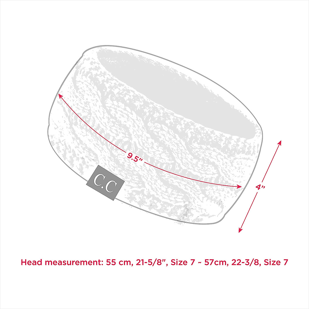 C.C ccbeanie CC Winter Fuzzy Fleece Lined Thick Knitted Headband Headwrap Earwarmer (HW-20) (Black)