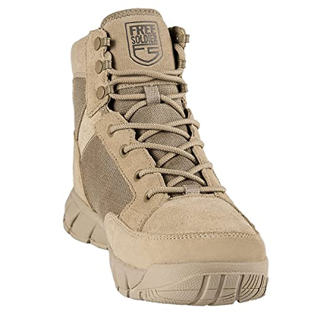 FREE SOLDIER Men's Tactical Boots 6 Inches Summer Lightweight Breathable Desert Boots with Thin Durable Fabric (Tan, 10)