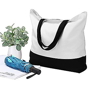 Canvas Bags, 3 Pieces Multipurpose Cotton Canvas Tote Bags,Washable Canvas Shopping Bags, Reusable Grocery Cloth Bag for Crafting and Decorating