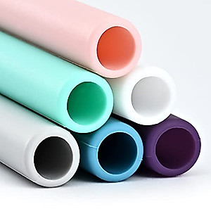 Elyum Set of 12 Reusable Silicone Straws, 10'' Extra Long Silicone Drinking Straws with 1 Bag and 2 Cleaning Brushes Multicolor BPA Free Smoothie Straw for 30oz and 20oz Tumblers (12 Bent)