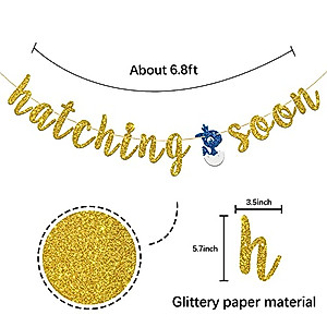 INNORU Hatching Soon Banner, Dinsaur Theme first Birthday Party Decorations, Baby Shower, Happy Birthday Party Decorations Gold Glitter