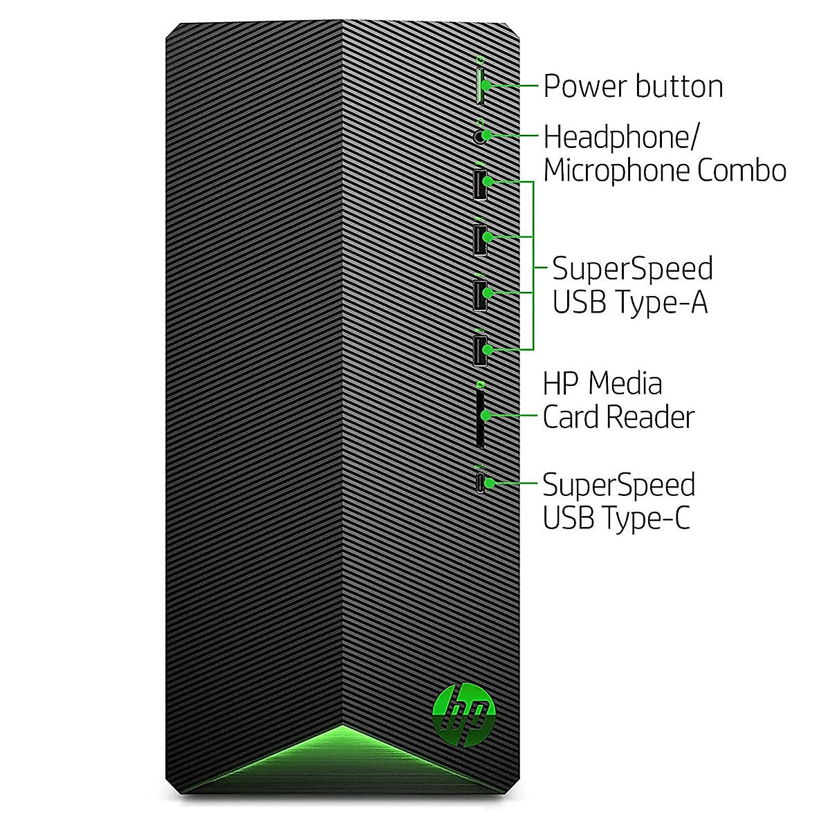 HP Pavilion Gaming Desktop PC, AMD Ryzen 7 5700G Processor, NVIDIA GeForce RTX 2060 Graphic, 32GB RAM, 1TB SSD + 1TB HDD, WiFi, Bluetooth, Windows 11 Pro，ARIMOOZ