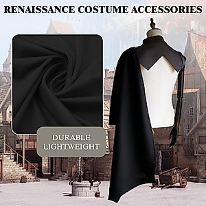 Fuman mens Medieval Shawl Renaissance Half Cape High Texture Lace Up, Black, Medium