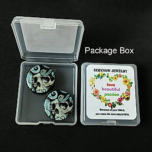 SERYNOW Skull Ear Gauges Plugs And Tunnels Ear Stretcher Expander 6mm-25mm Double Flared Screw Plug Piecing (00g (10mm))